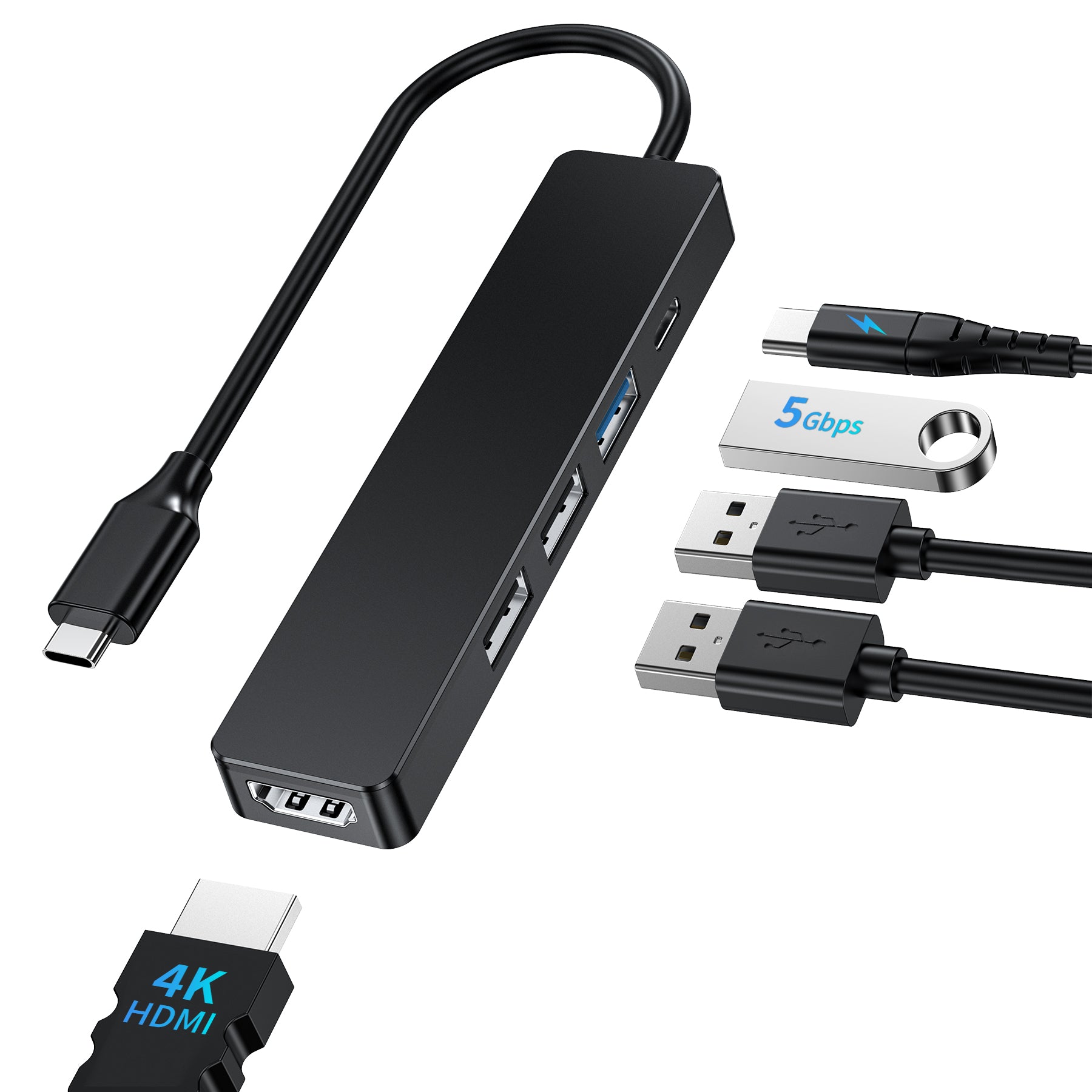 USB C Hub 5 en 1 extiende su dispositivo en 4K HDMI + PD 100W + puerto ...