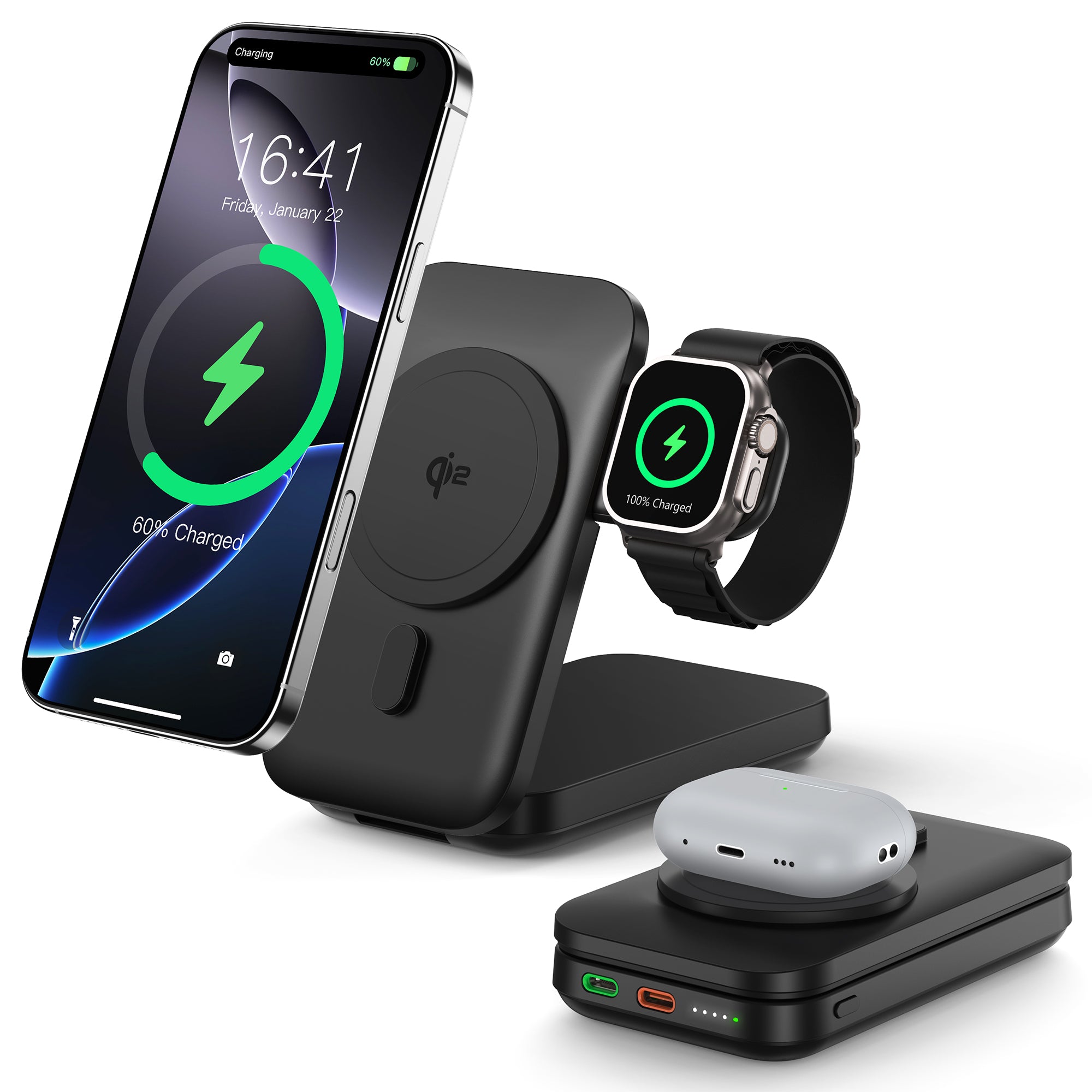 Batería externa Power Bank Mag-Safe 10000mAh con carga inalámbrica Qi2 ...